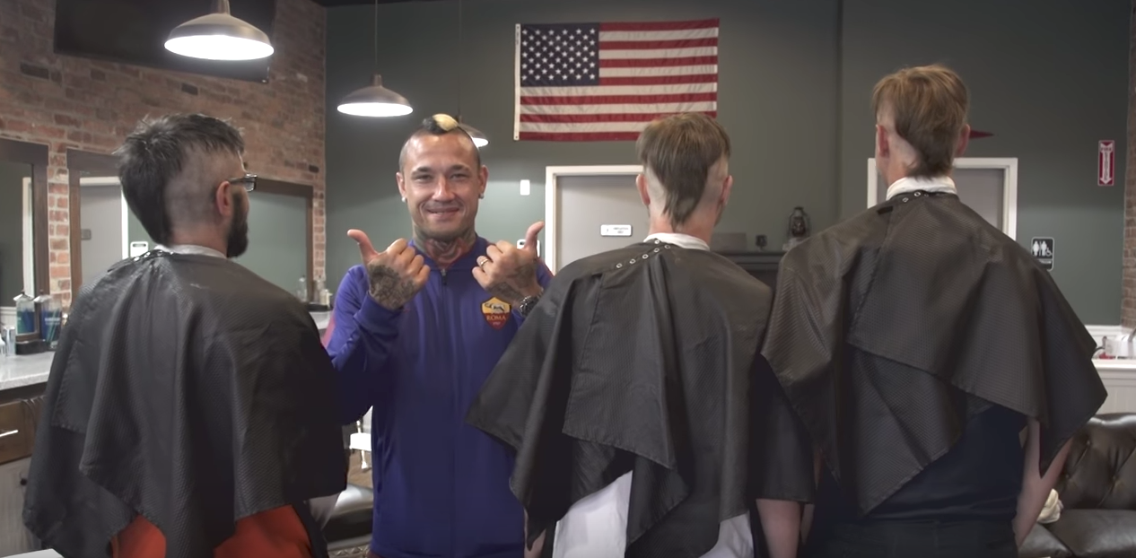 This is Radja Nainggolan butchering people’s hair as fast as he can ...